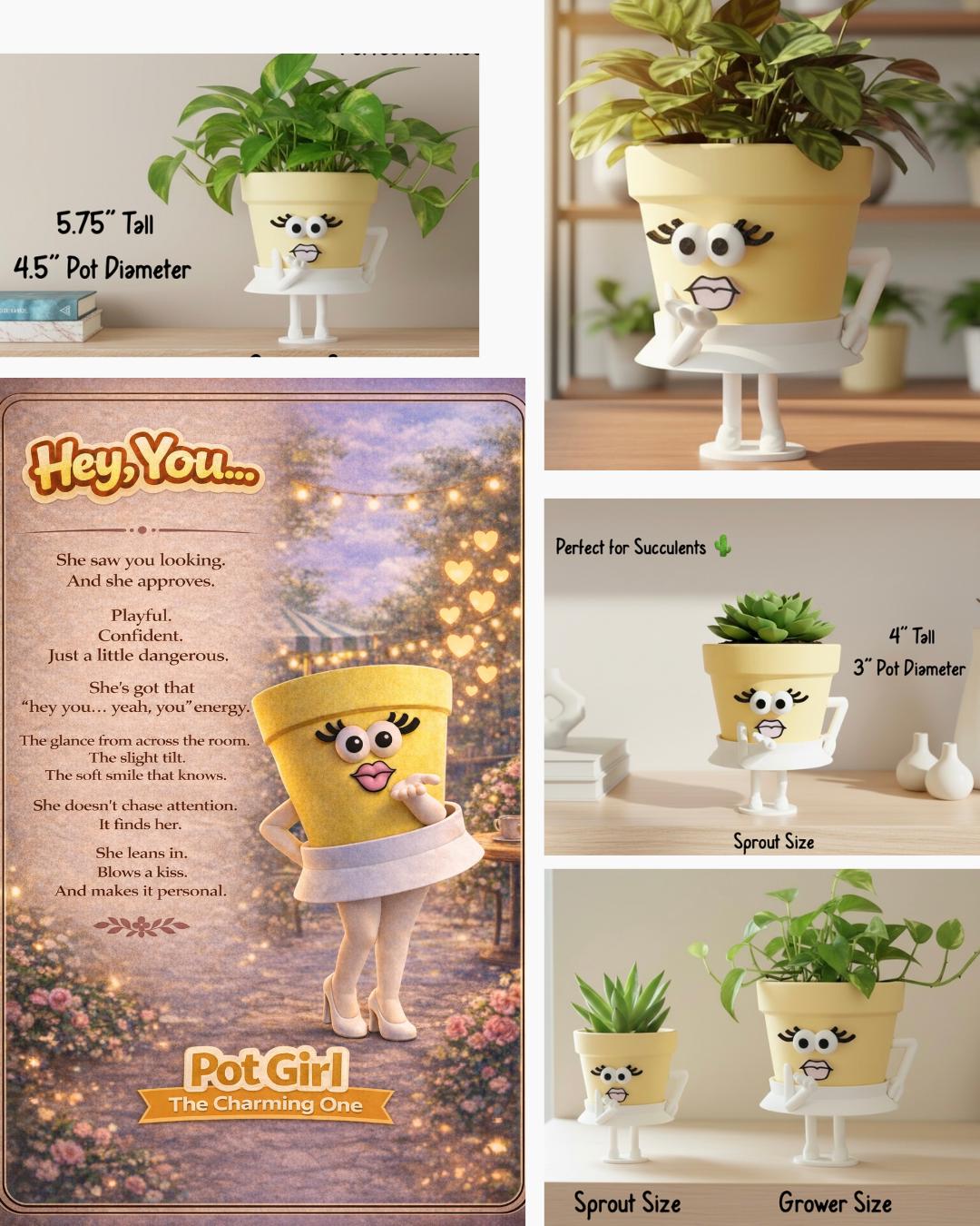 Cute Face Planter With Plant Included & Drainage - Funny Face Planter ...