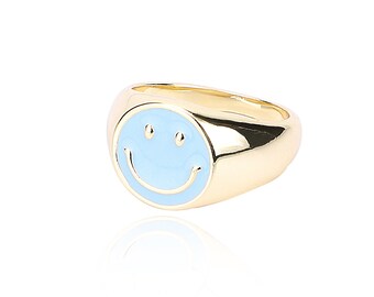 Smiley Face Pearl Ring Pearl Bead Ring Happy Face Ring - Etsy
