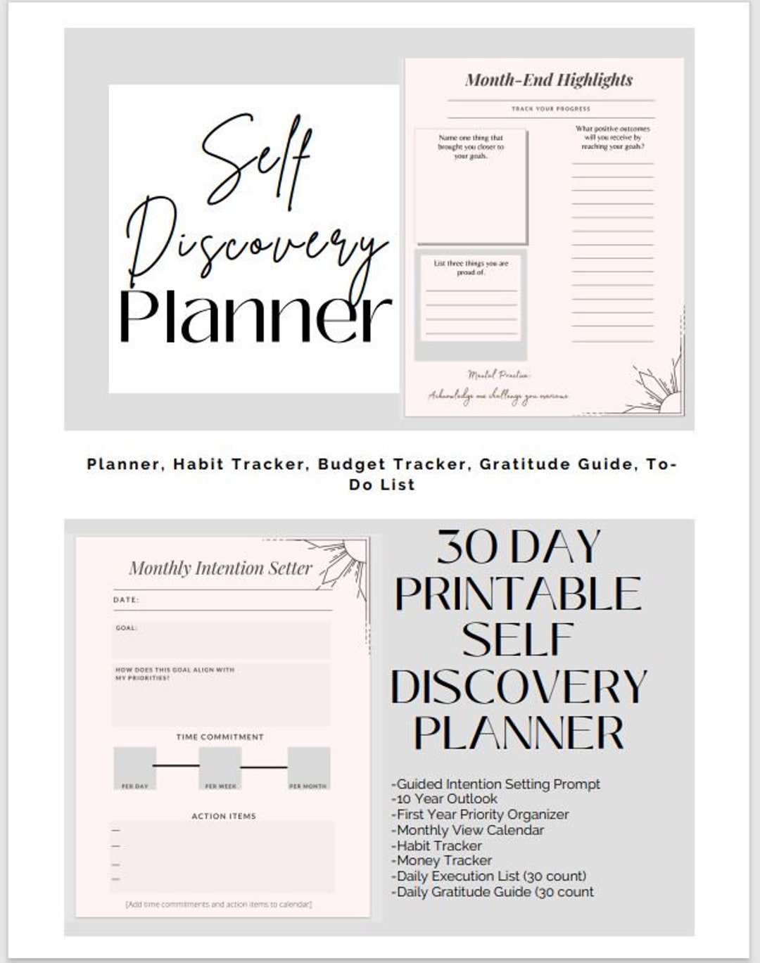 30 Day Printable Self Discovery Planner - Etsy