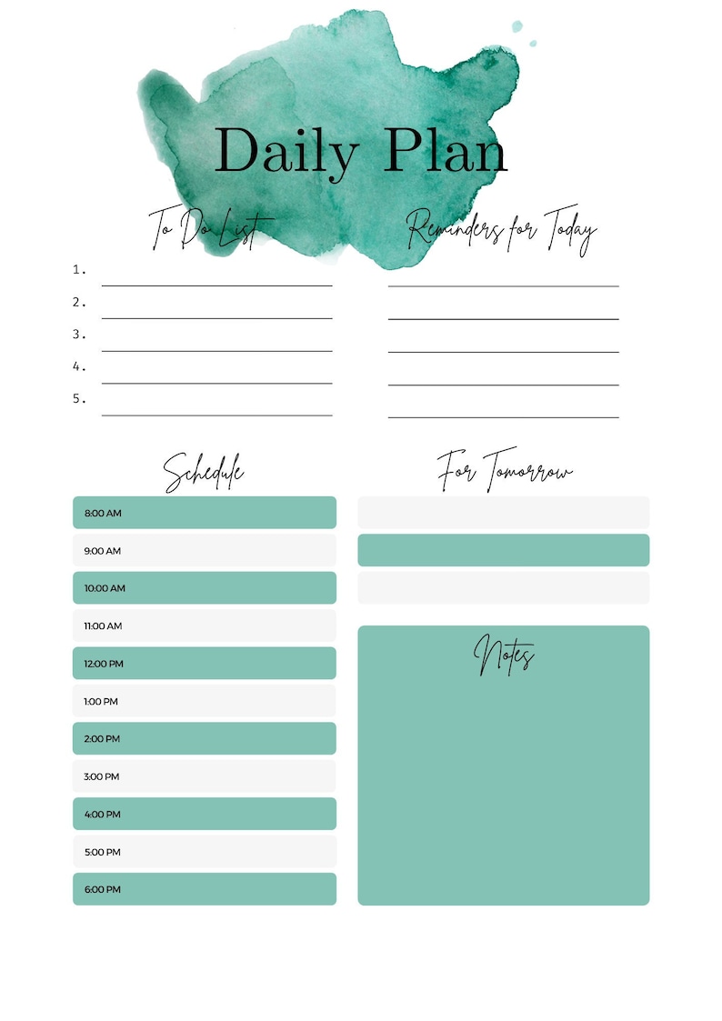 Printable Watercolor Daily Planner - Etsy