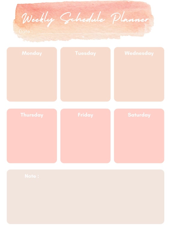 Printable Weekly Planner Watercolor Weekly Planner | Etsy