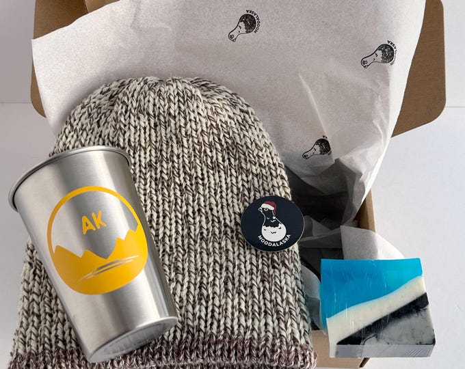 Alaska Survival Kit Gift Box Fishermans Wool Knitted Beanie 16 Oz ...