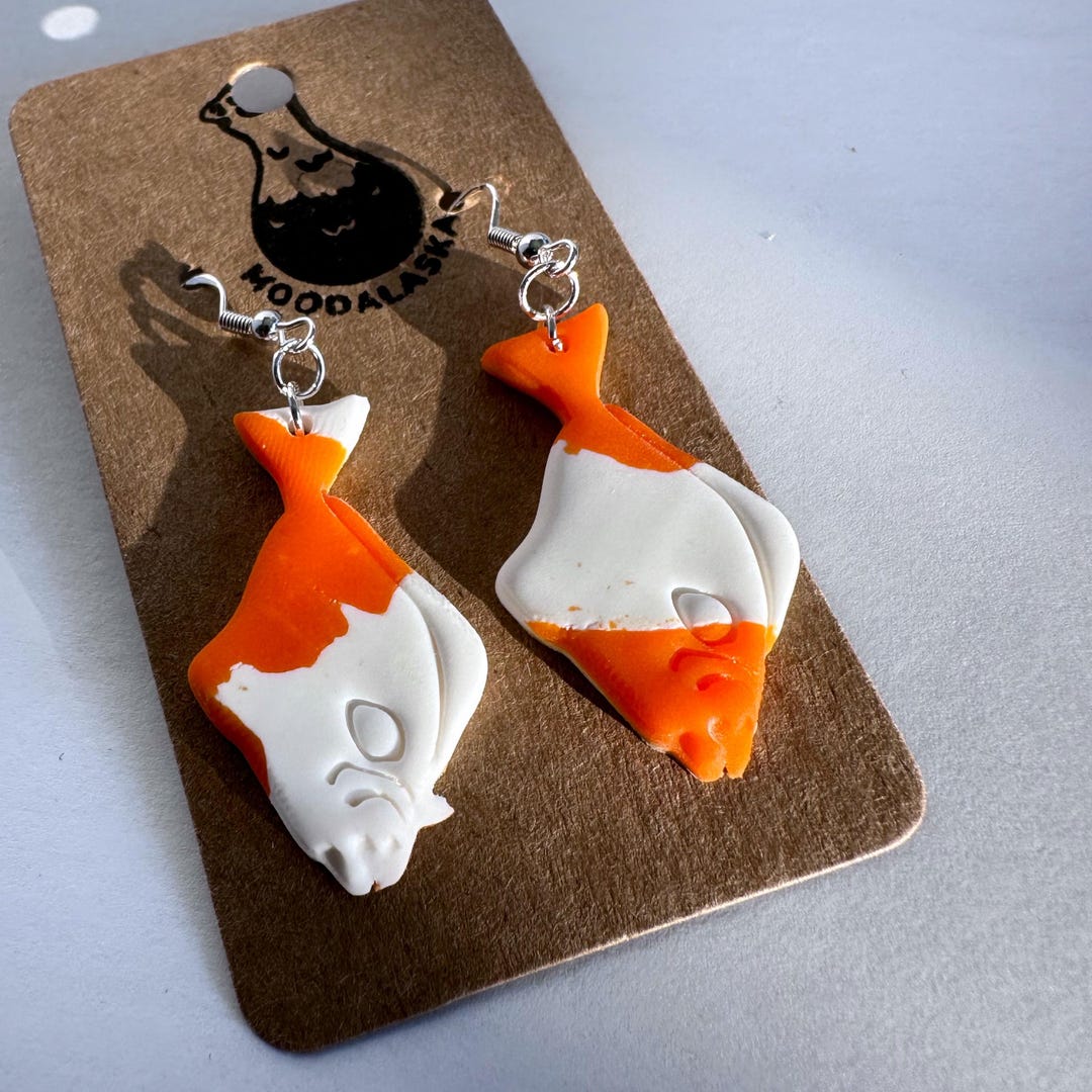 Halibut Dreamsicle Polymer Clay Orange and White Swirl Earrings ...