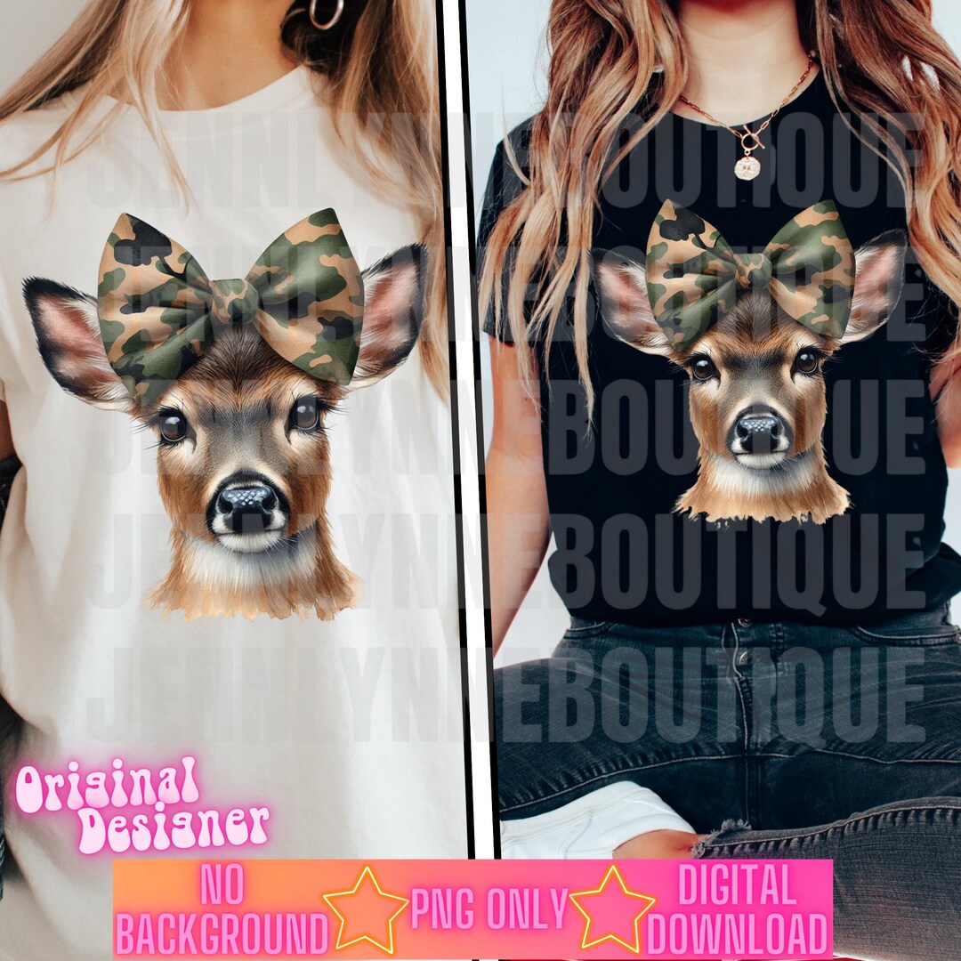 Deer Coquette Bow PNG, Camouflage, Hunting Sublimation, Camo Shirt ...