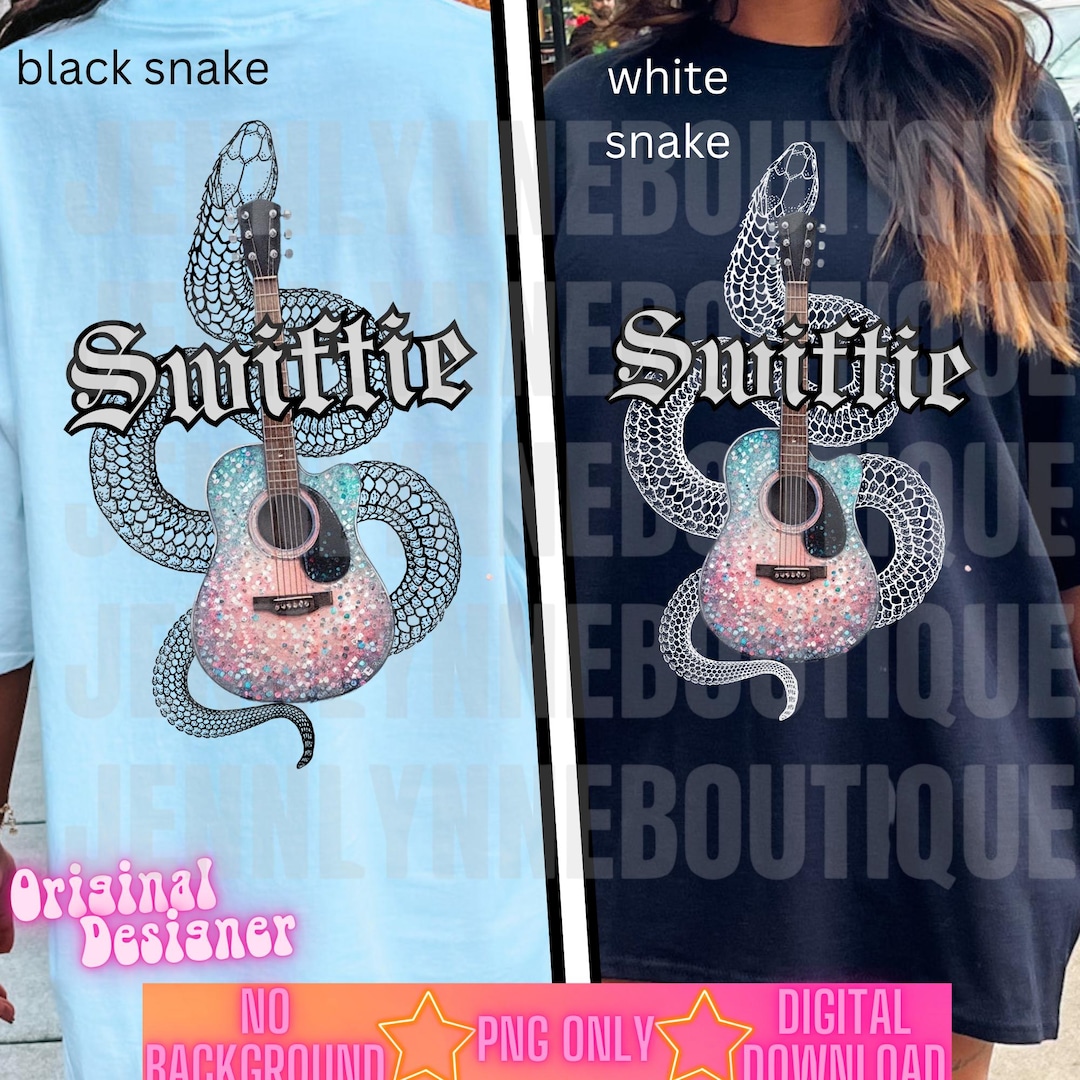 Swiftie PNG, Pastel Faux Glitter Guitar Sublimation, Reputation, Snake ...