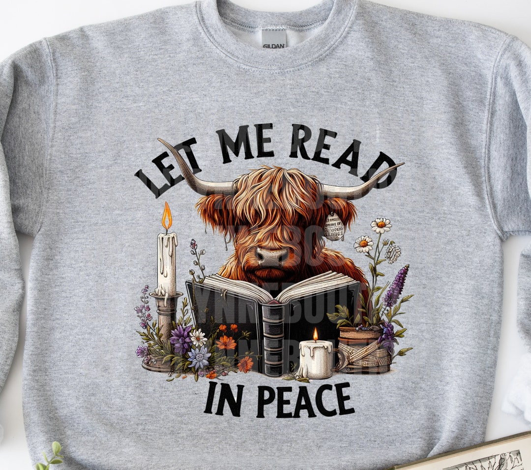 Highland Cow With Book PNG, Let Me Read in Peace, Book Club, Candle ...