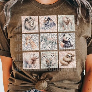 Zoo Animals PNG, Retro Boho, Vintage Floral Pattern, Collage of Tiger ...