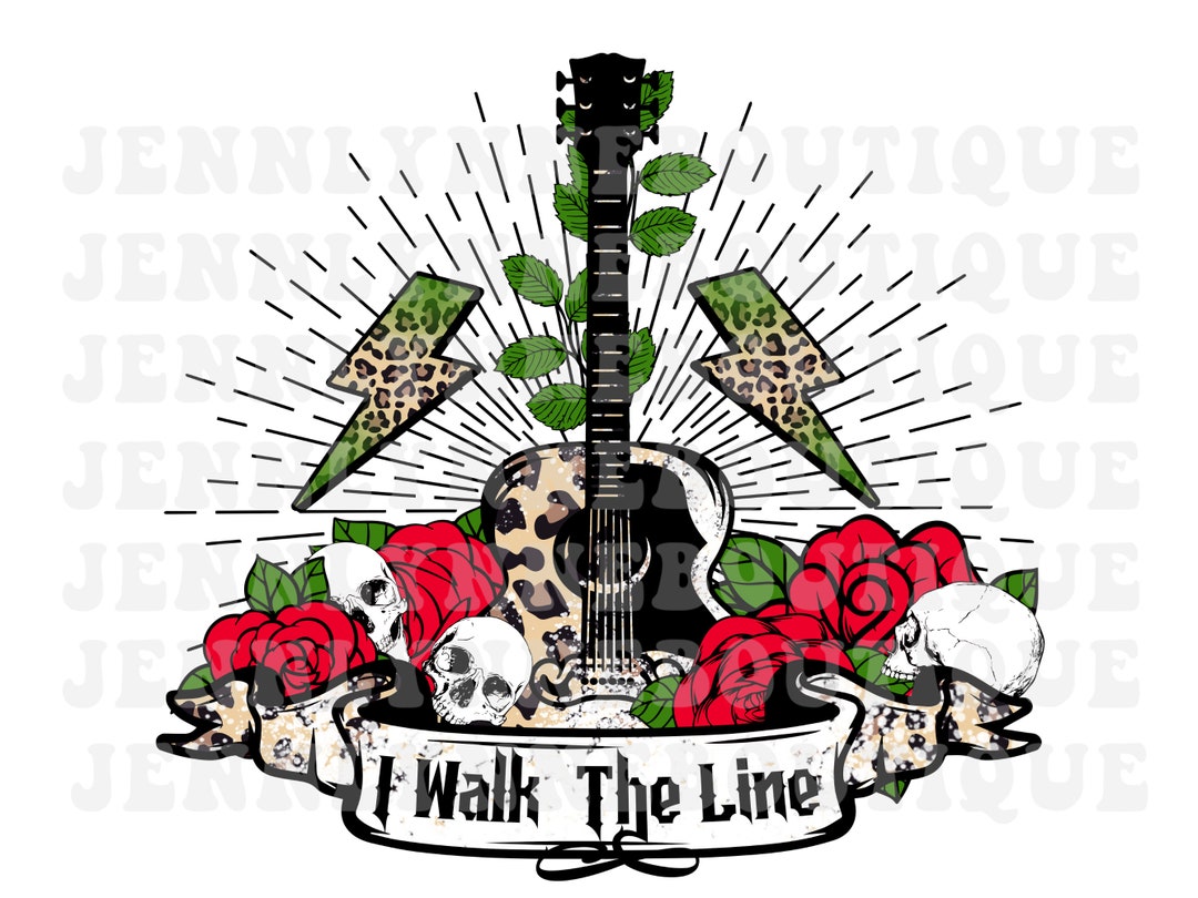 READY TO PRESS. I Walk the Line. Guitar Roses Design. Country Western ...