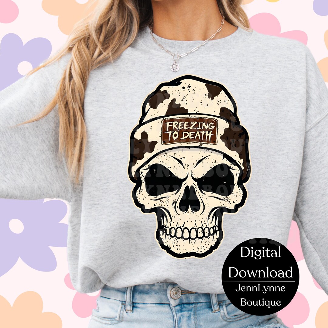 Freezing to Death PNG, Skull, Skeleton With Beanie, Cowhide Print ...