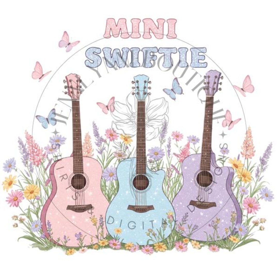 Mini Swiftie PNG, Pastel Faux Glitter Guitars Sublimation, Girls Swifty ...
