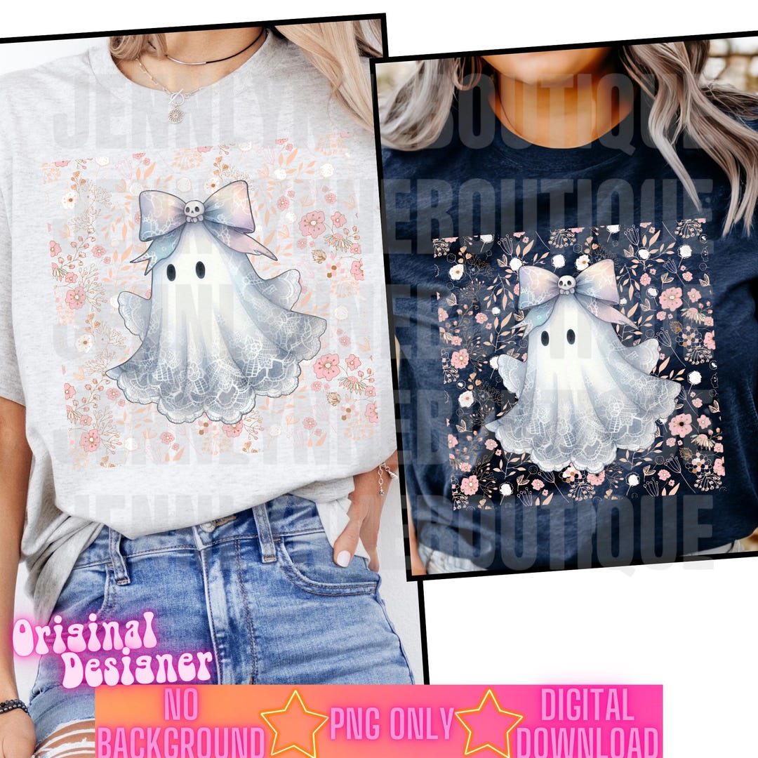 Halloween Ghost PNG, Floral Abstract, Retro Ghosts, Boho, Flowers ...