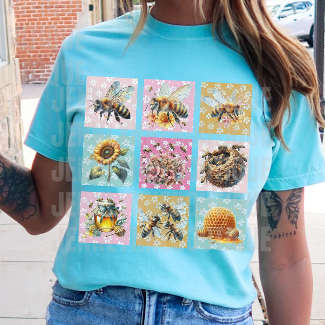 Bee PNG, Bees Collage, Vintage Floral Pattern, Sunflower, Nature ...