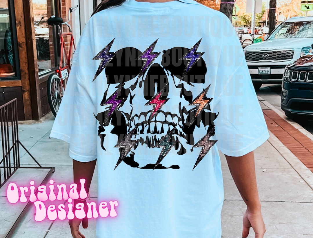 Lightning Bolts Png Skull Tic Tac Toe, Glitter Goth Bolt Design, Retro ...