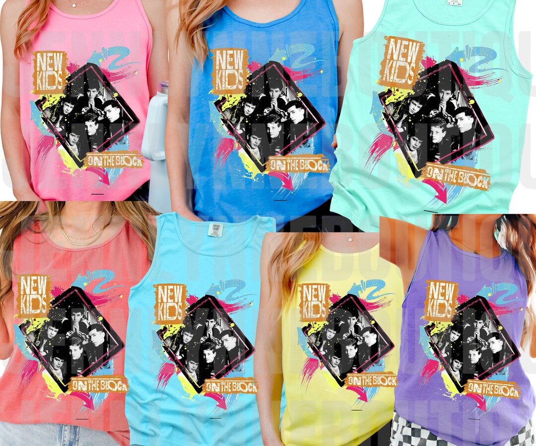 NKOTB Neon Muscle Style Tank Top, Trending Concert Music Shirts, 80s ...