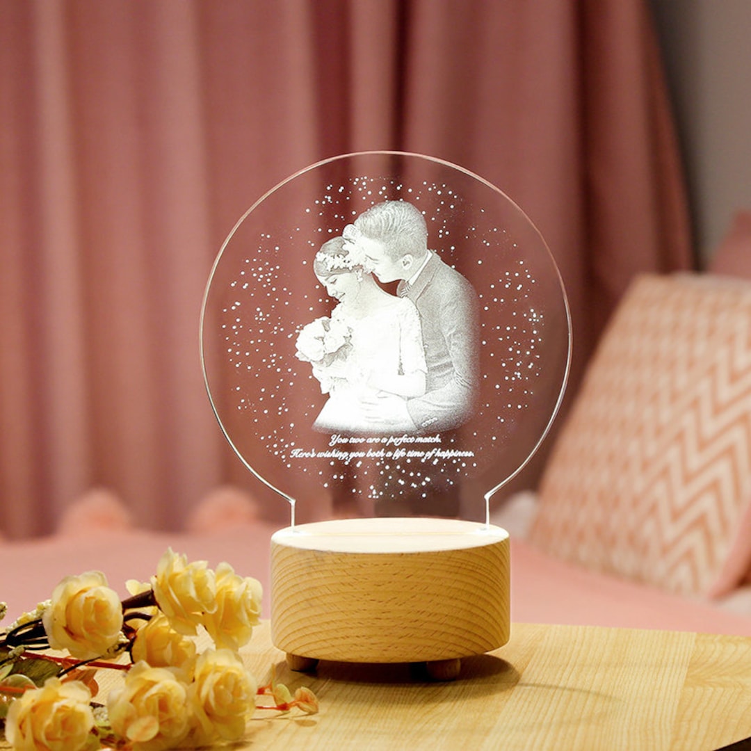 Custom Personalized Laser Engraved Photo Picture Crystal LED Night ...