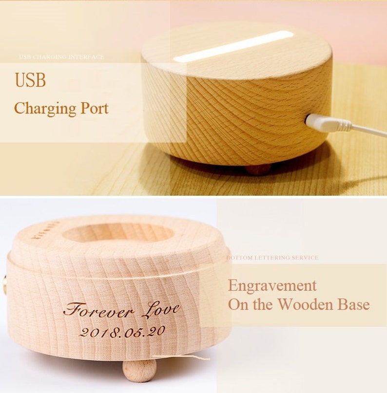 Custom Personalized Laser Engraved Photo Picture Crystal LED Night ...