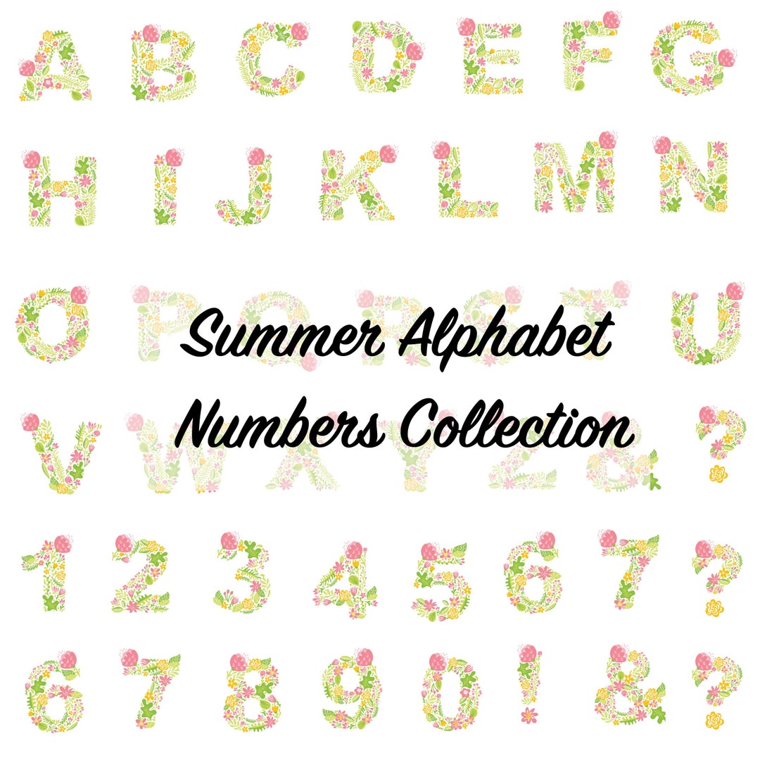 Alphabet Letters A-Z 0-9, Summer Alphabet SVG, PNG, Split Monogram ...
