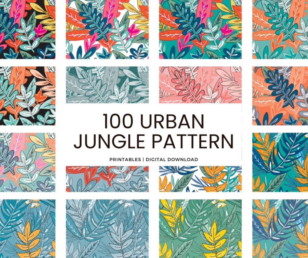 100 Urban Jungle Seamless Patterns Bundle , Digital Download , Jungle ...
