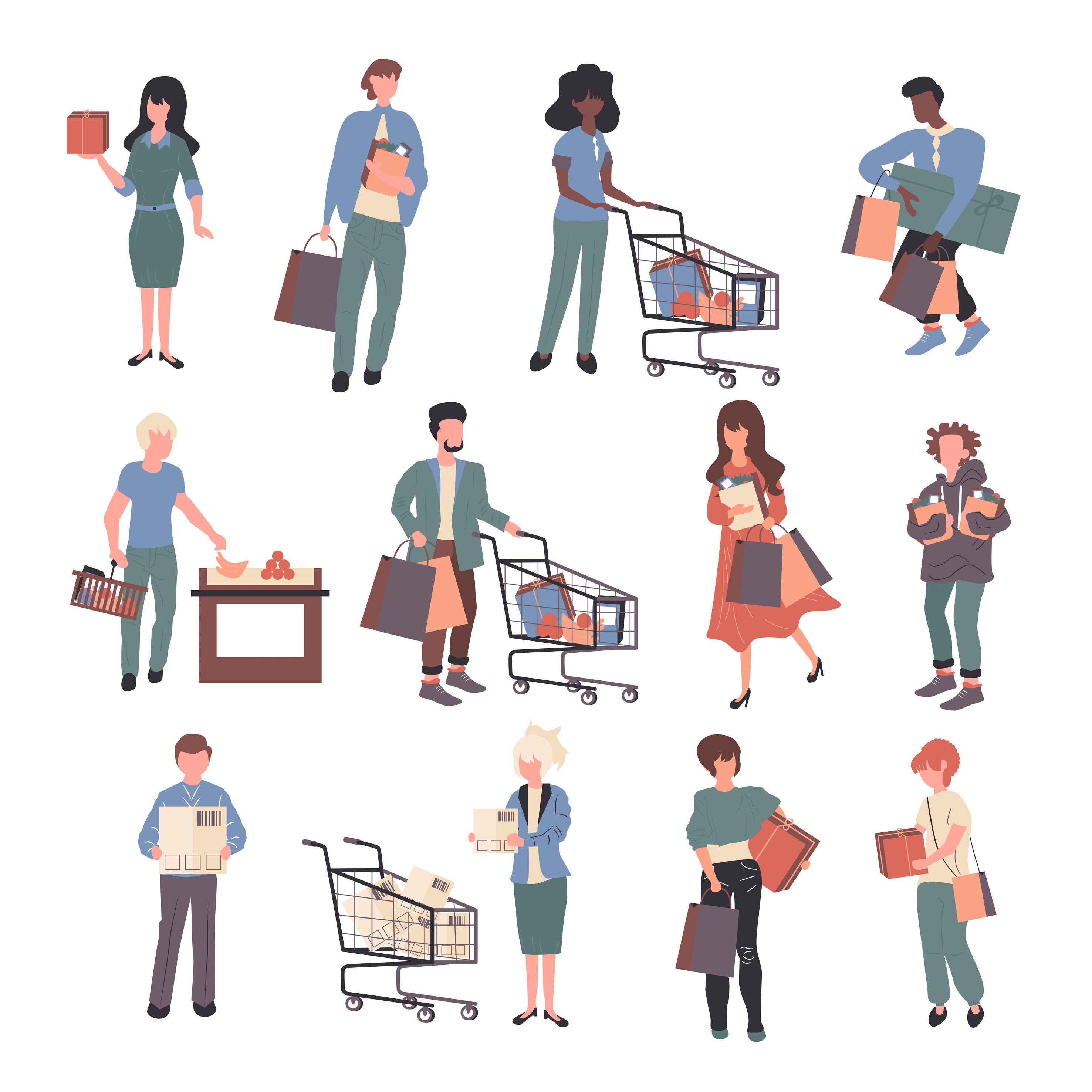 20+ Bundle High-quality People Cartoon Characters,vector Illustrations ...