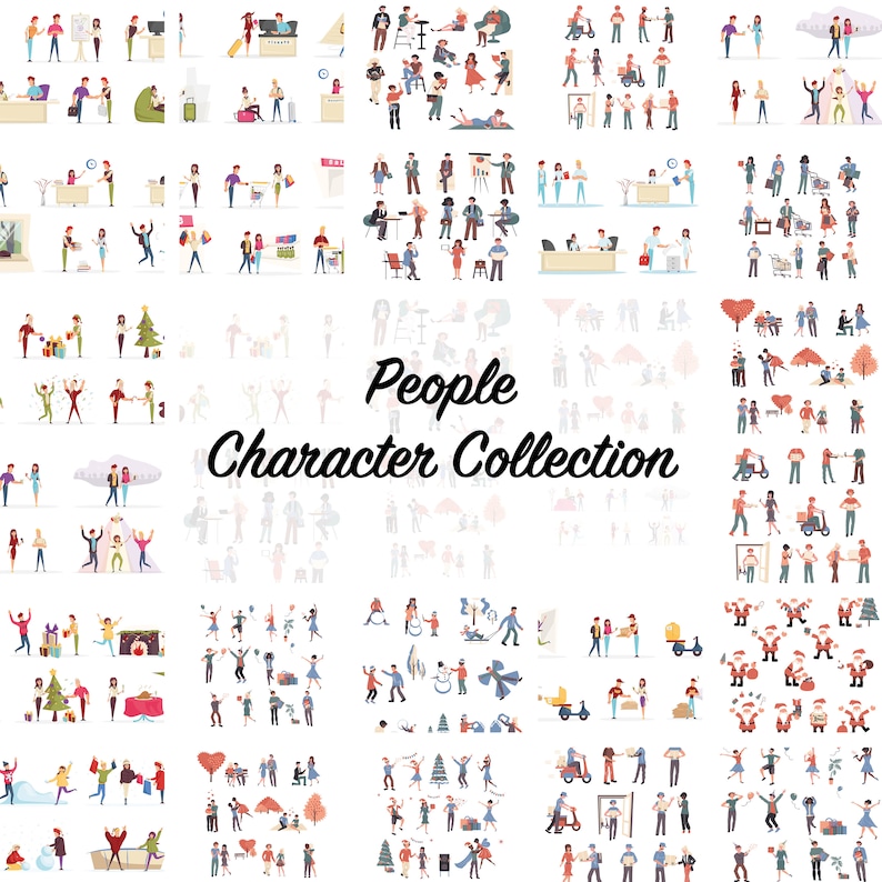 20+ Bundle High-quality People Cartoon Characters,vector Illustrations ...