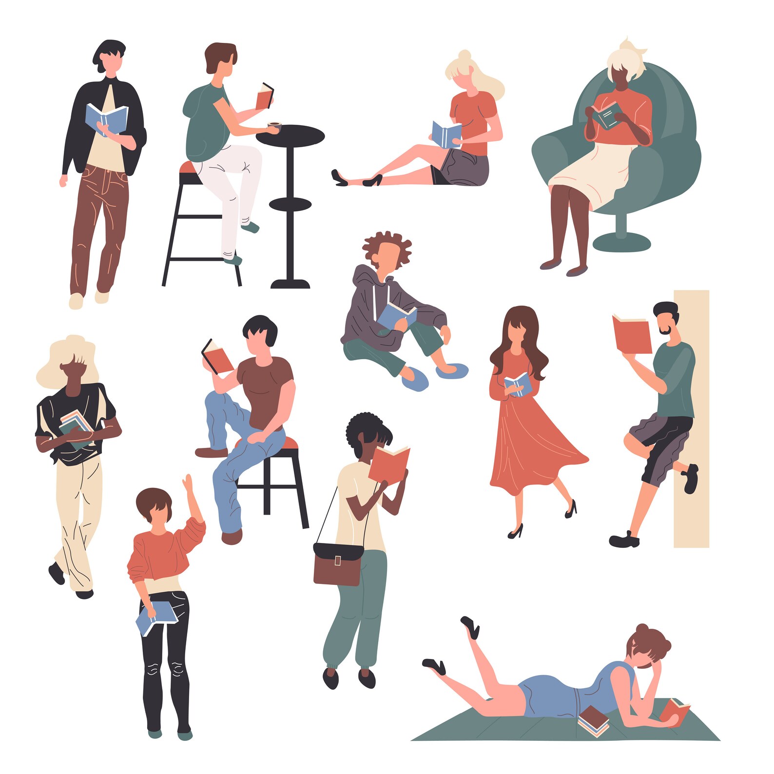 20+ Bundle High-quality People Cartoon Characters,vector Illustrations ...