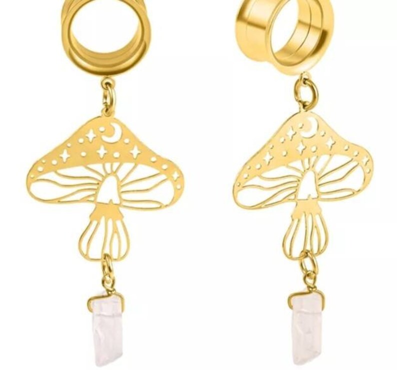 Stretched Ear Tunnel Earrings Plug Plugs Hanging Tunnels Gold Silver ...