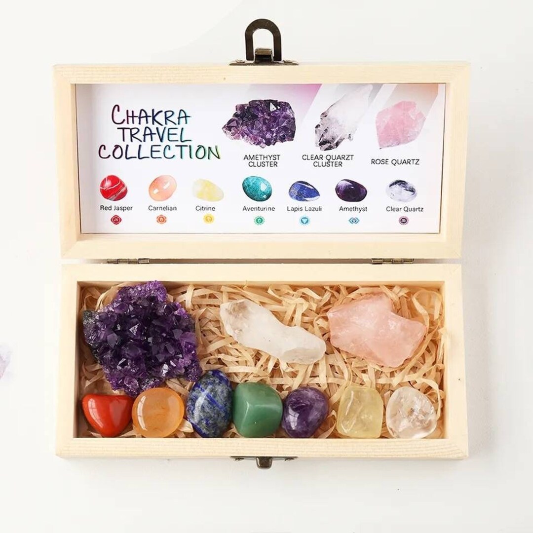 Gemstone Crystal Gift Box Wood Natural Wooden Treasure Chest - Etsy