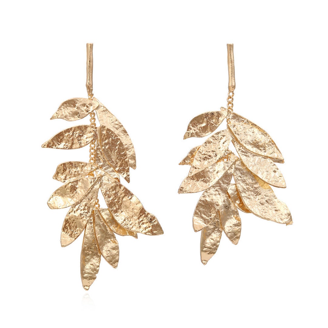 Cottage Core Earrings Plant Leaves Earring 14k Gold Plated Golden ...