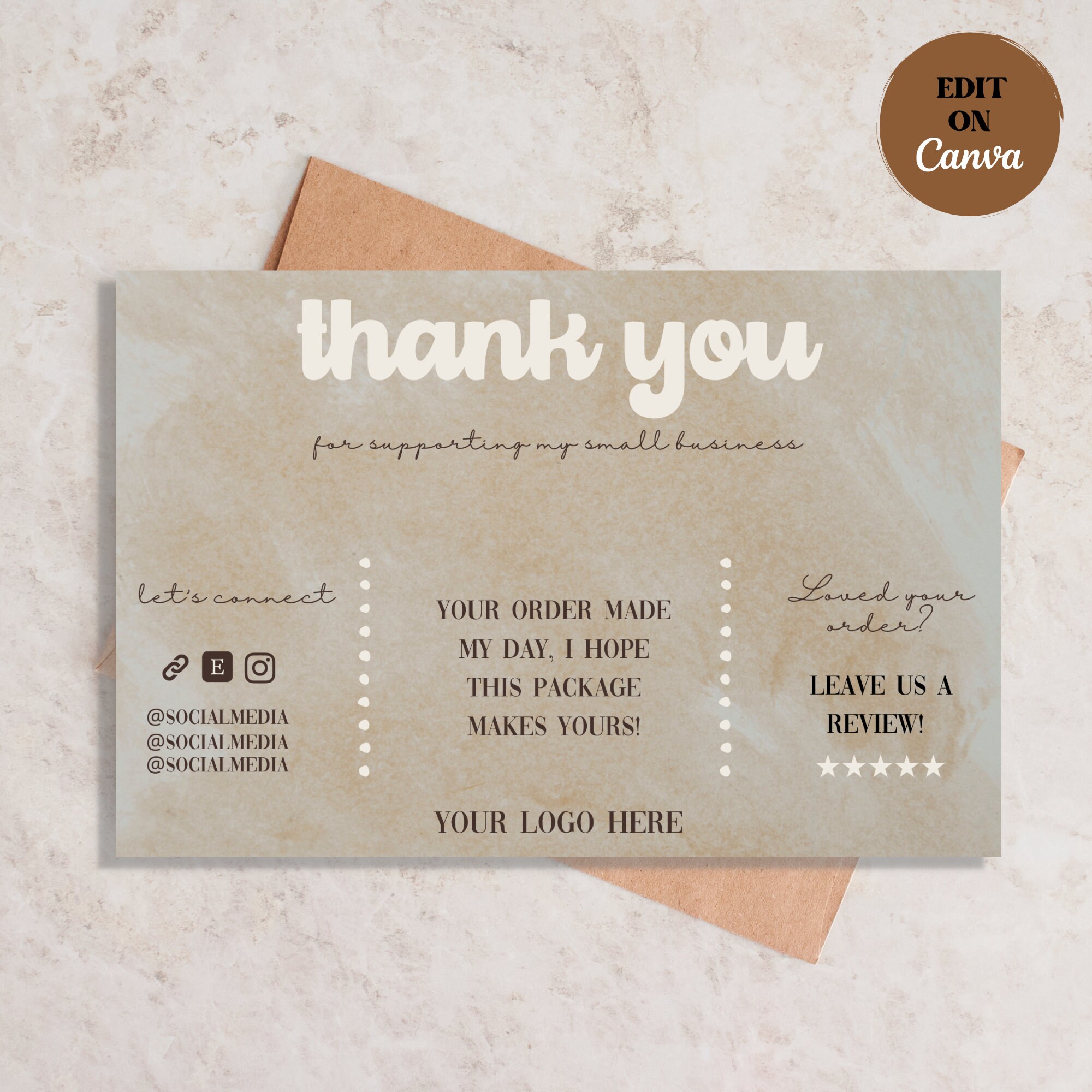 NEUTRAL EDITABLE Thank You Card Business Template Small Business ...