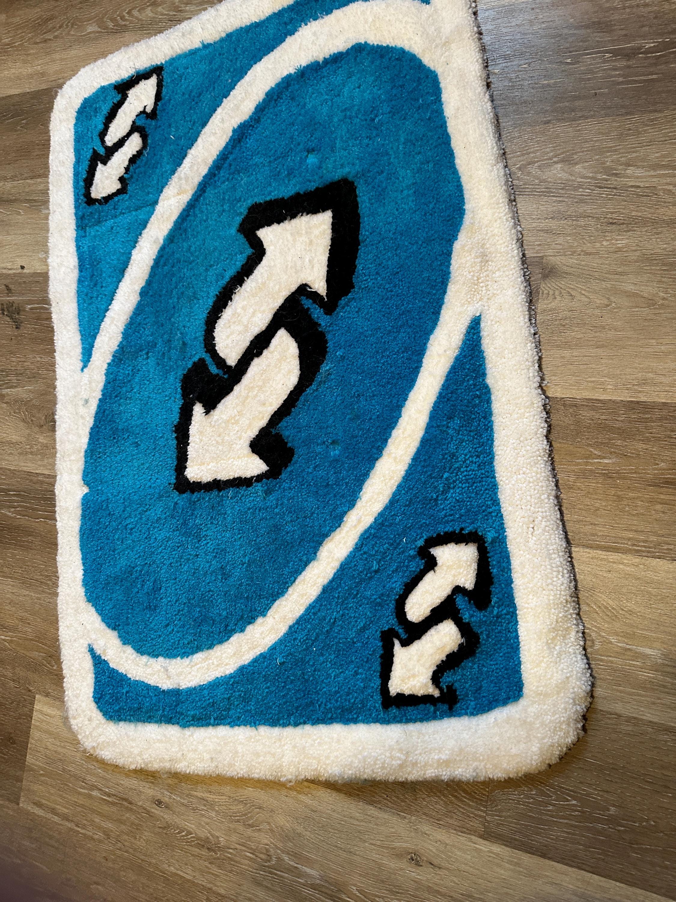 UNO Reverse Card Rug - Handmade Rug - Rug Making - Custom Rug - Uno Rug ...