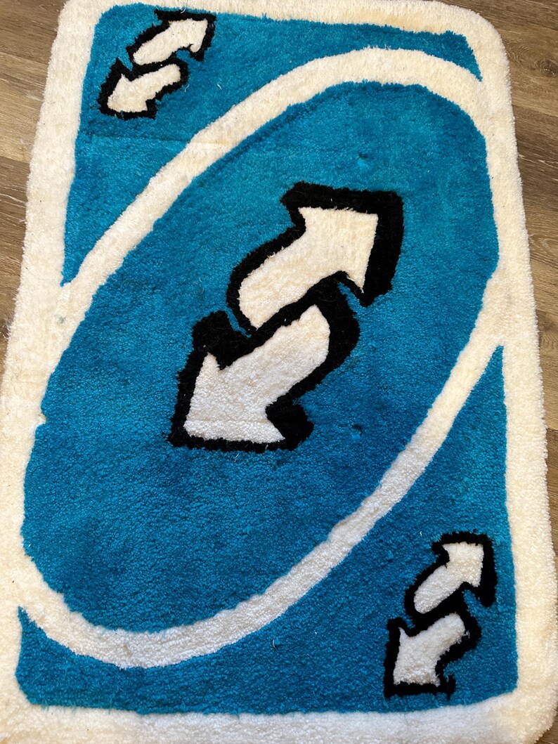 UNO Reverse Card Rug - Handmade Rug - Rug Making - Custom Rug - Uno Rug ...