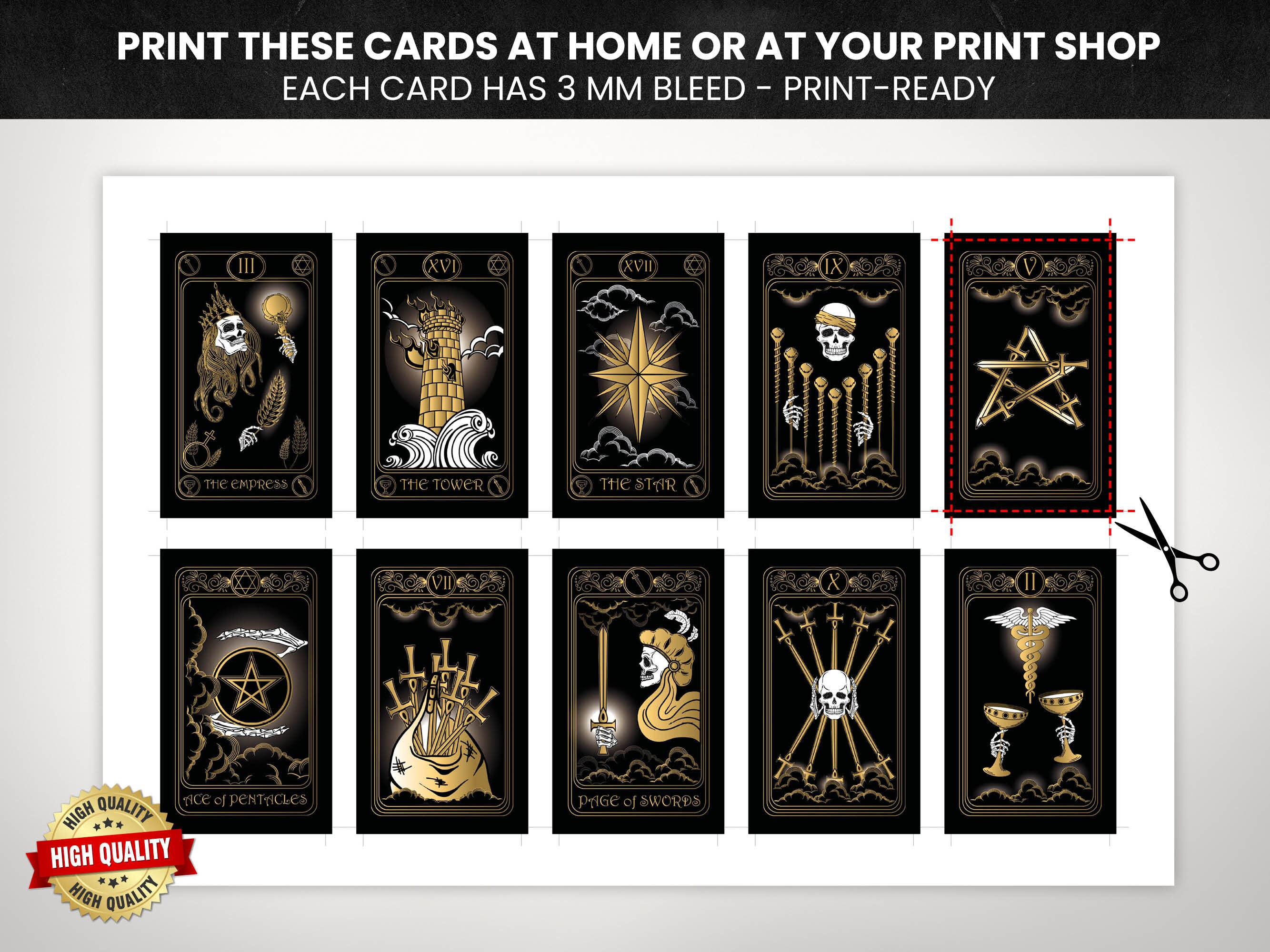 Printable Tarot, Digital Print, Tarot Card Deck, Digital Oracle Cards ...
