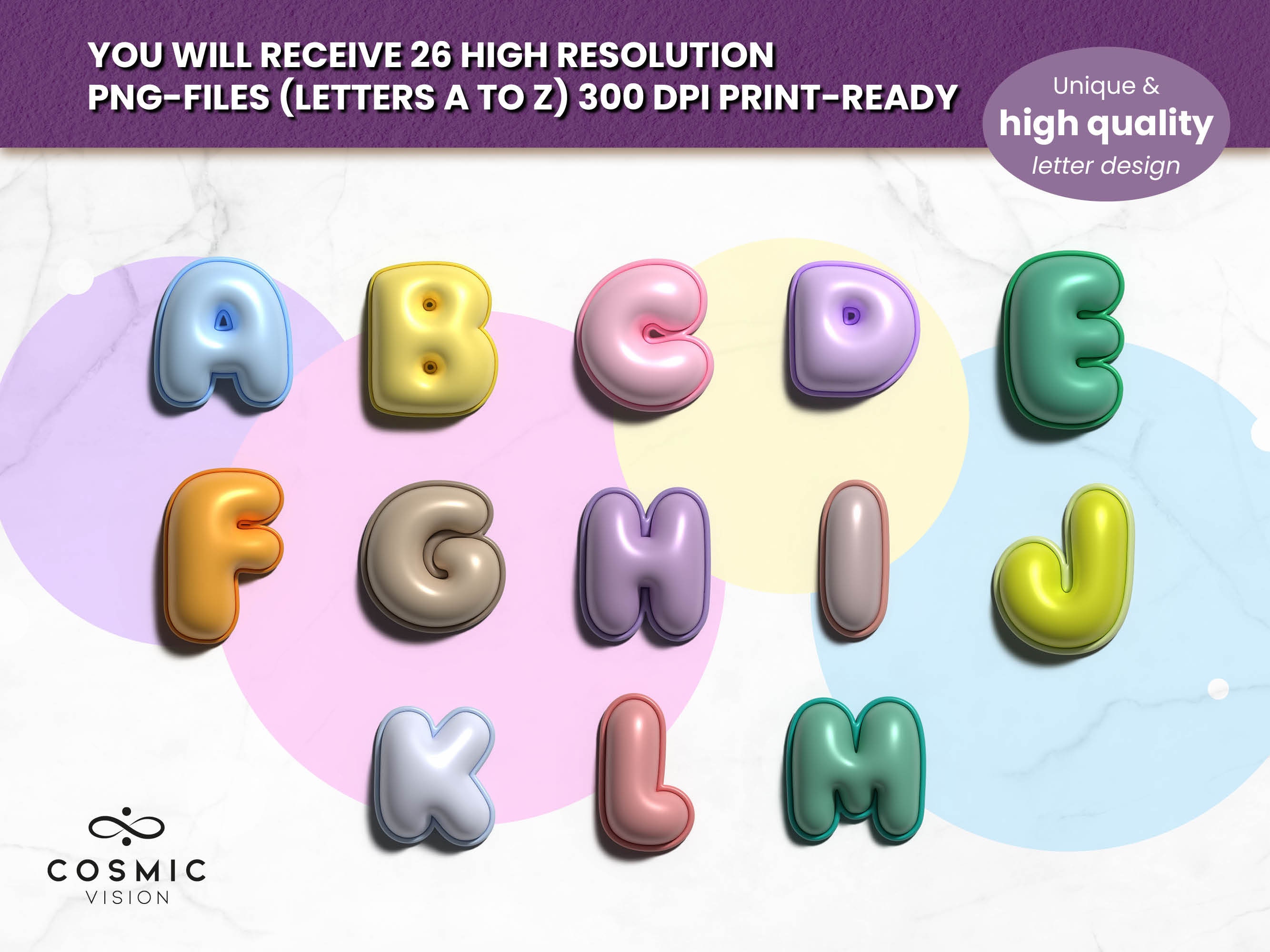 Alphabet Clipart PNG Font Bubble Letters PNG Digital - Etsy