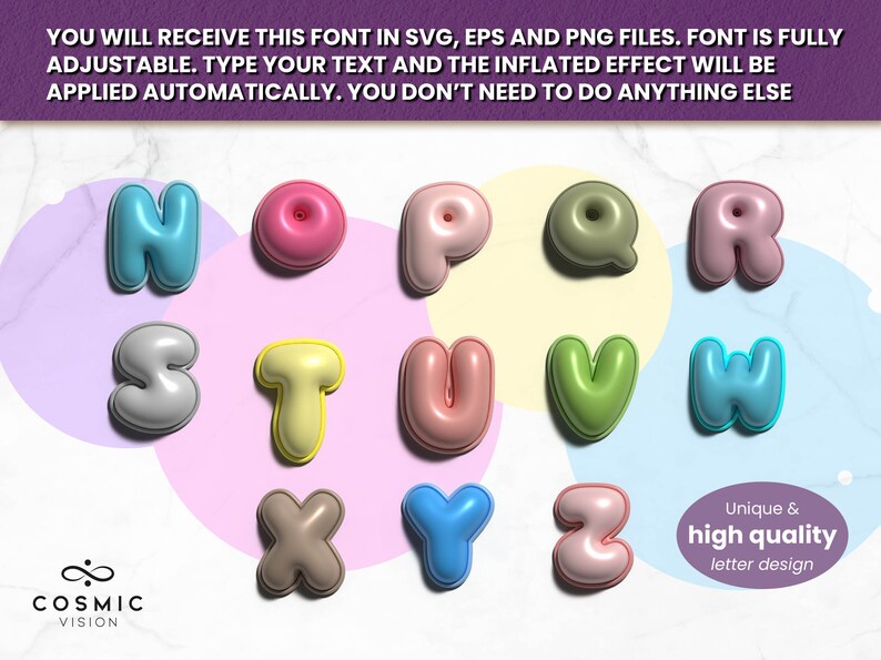 SVG Font Bundle - Playful Bubble Letters Clipart, Digital Alphabet in ...