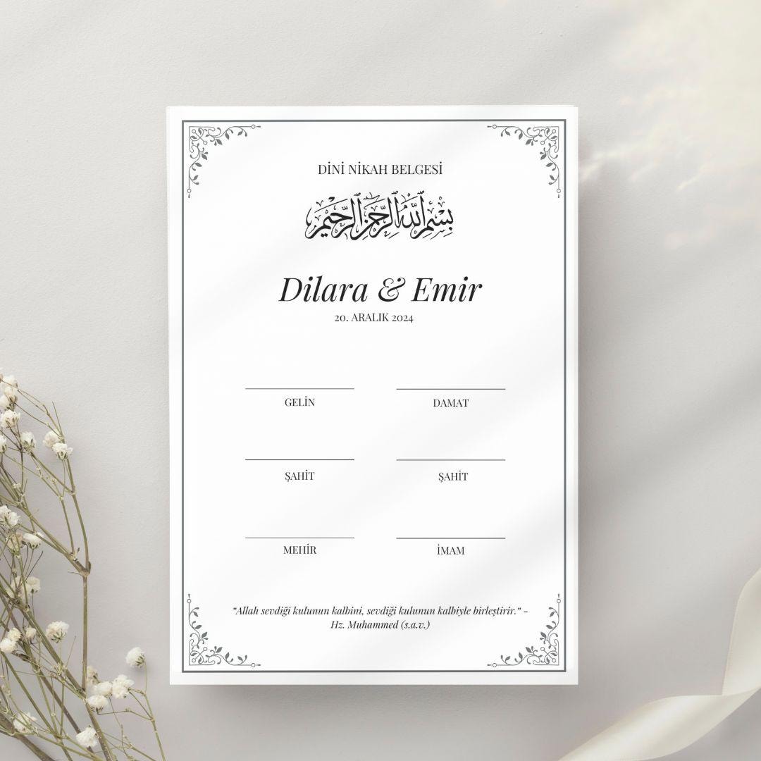 Dini nikah belgesi personalisiert | Dini nikah | Eheurkunde | Größe A4 ...