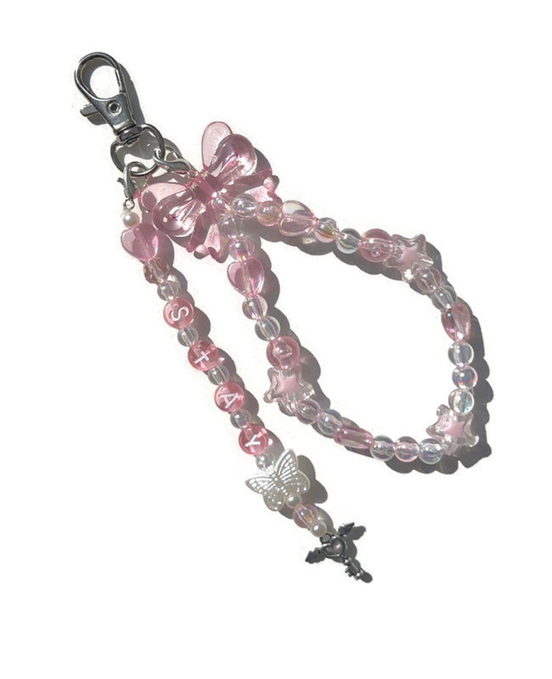 Pink K-pop Beaded Bias Charm / Keychains / Phone Lanyard (customizable ...