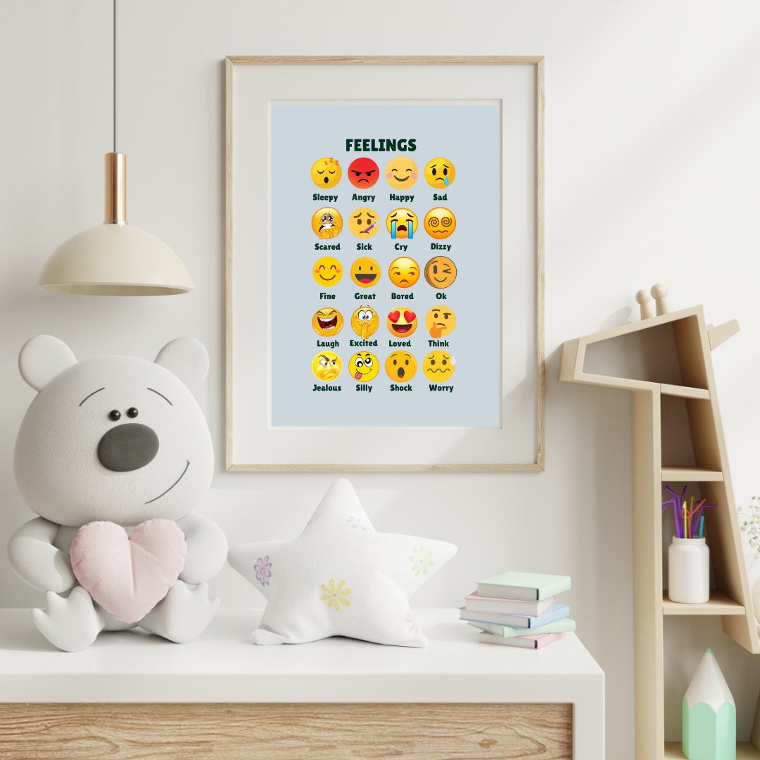 Feelings Chart Wall Art Print/montessori Homeschool and Classroom ...