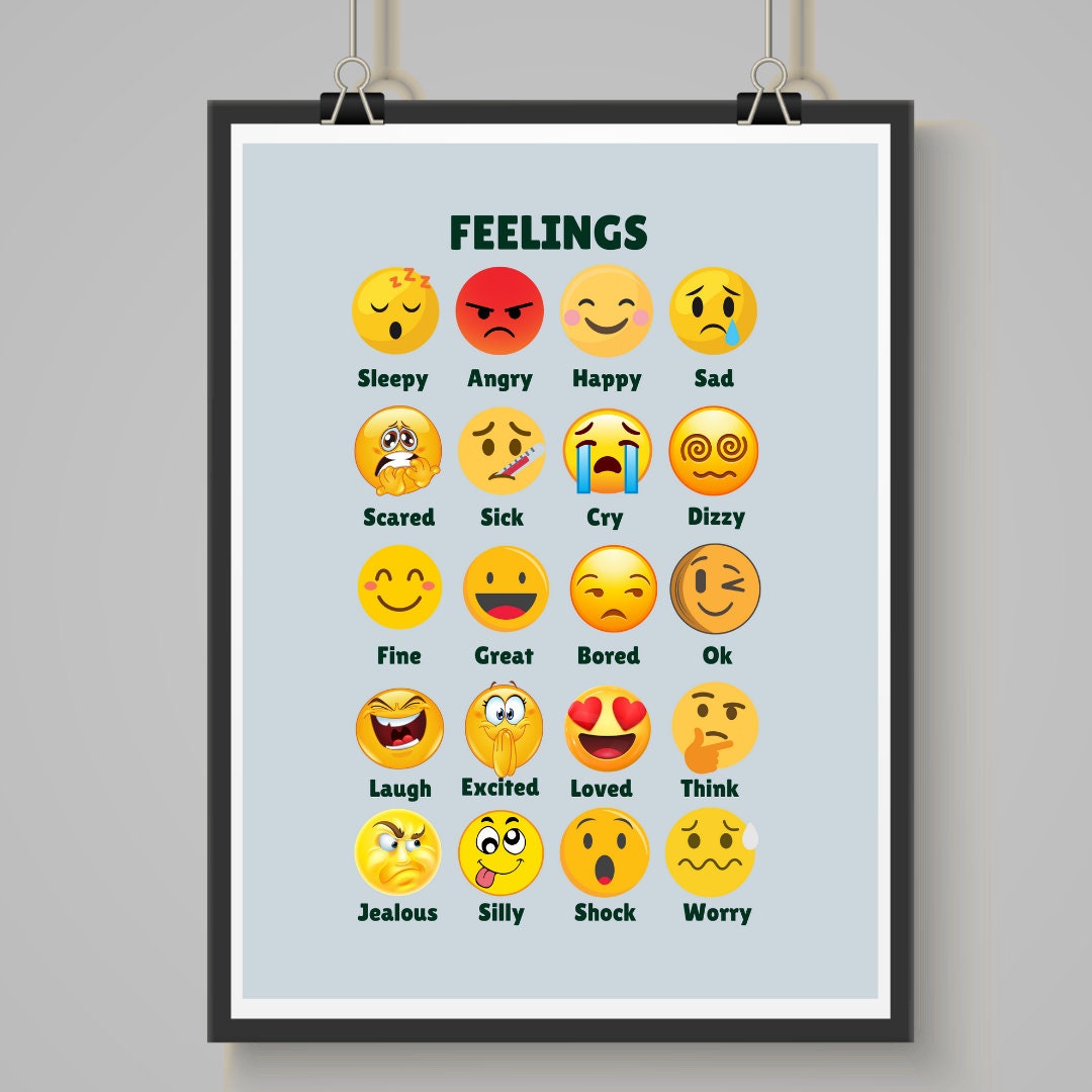 Feelings Chart Wall Art Print/montessori Homeschool and Classroom ...