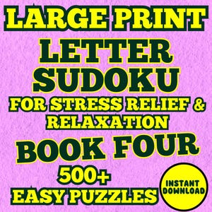 Book Four 500+ Easy Letter Sudoku Puzzles for Stress Relief and ...