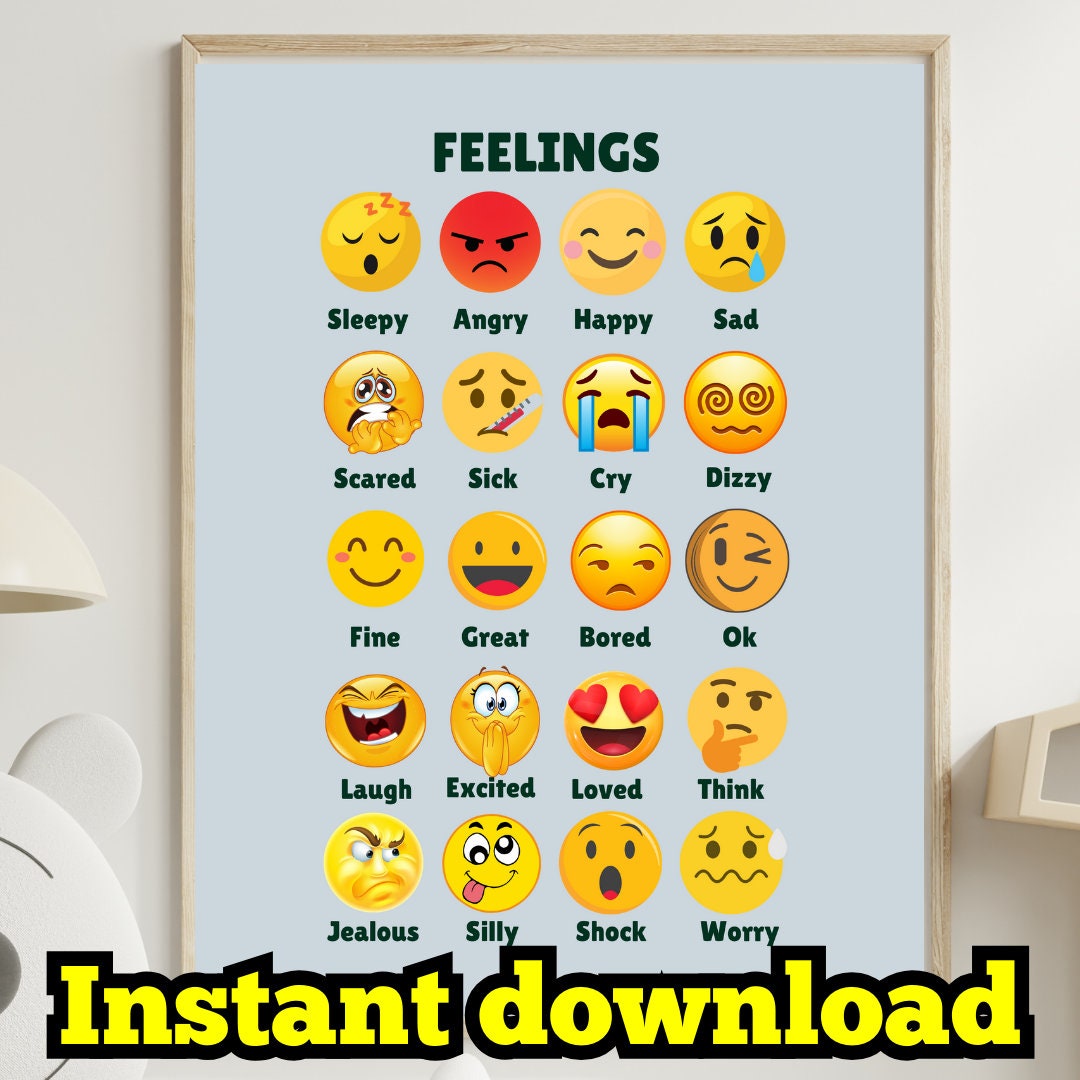 Feelings Chart Wall Art Print/montessori Homeschool and Classroom ...