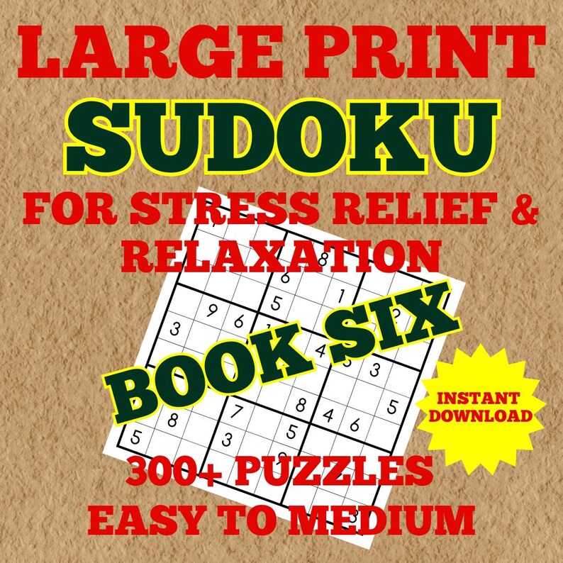 Large Print Sudoku Puzzles for Stress Relief and Relaxation/book Six ...