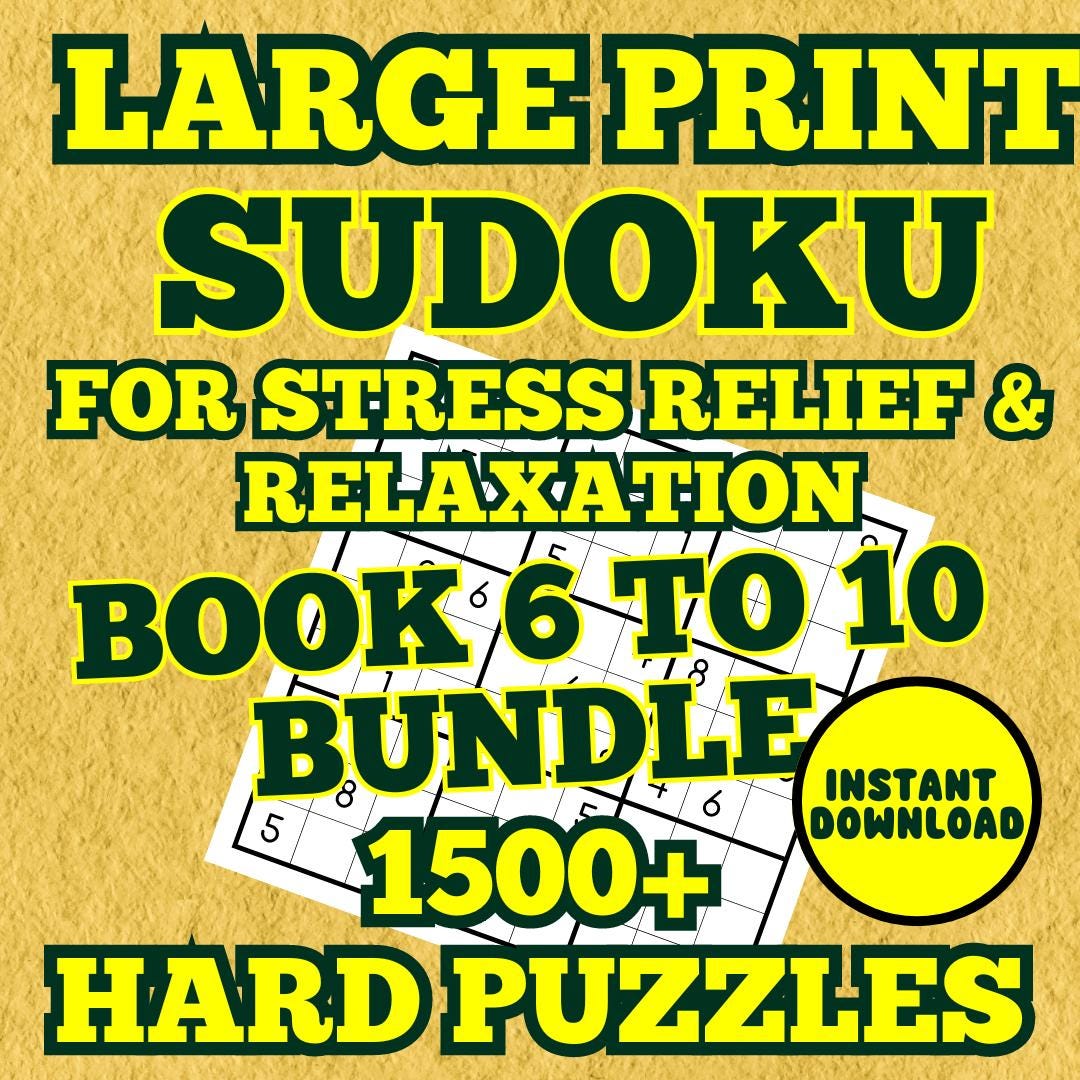 Book Bundle 6 to 10 Hard Sudoku With 1500 Puzzles for Stress Relief and ...