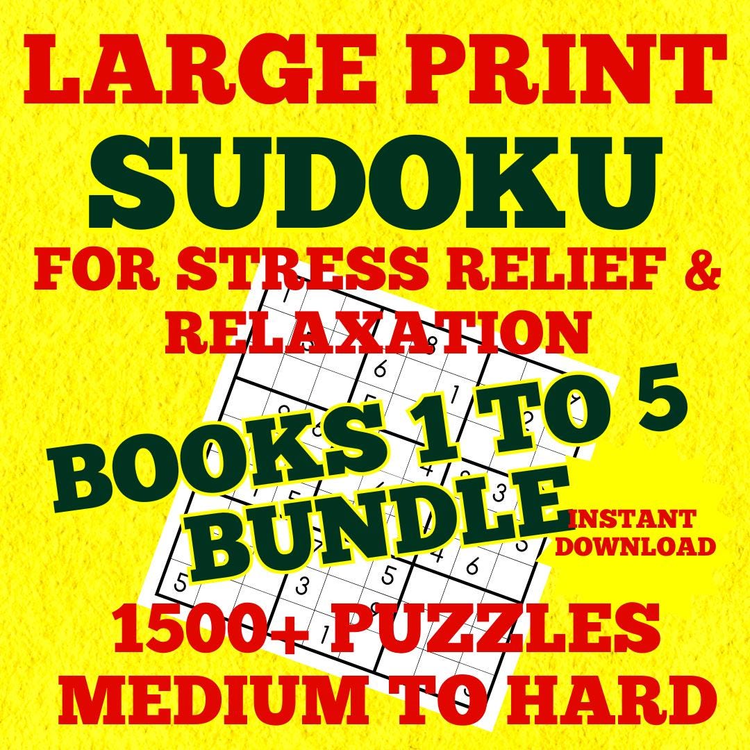 Large Print Sudoku Puzzles for Stress Relief and Relaxation Books One ...