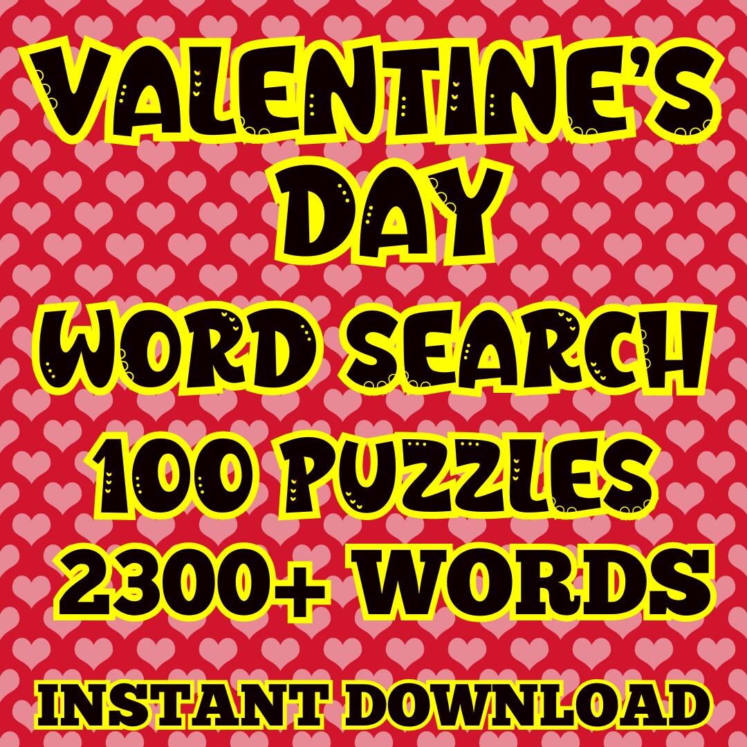 Valentine’s Day Word Search Puzzles/100 Printable Puzzles With All ...