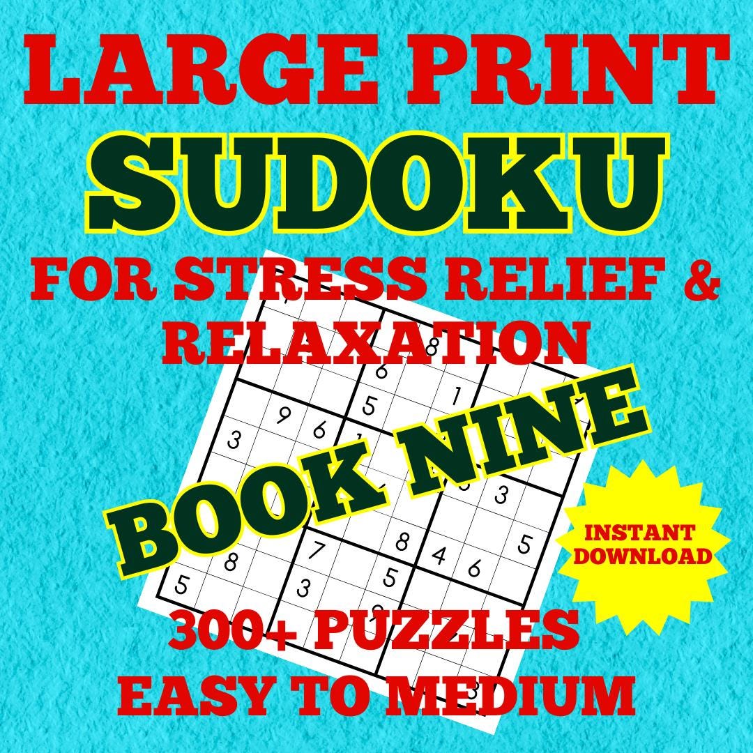Large Print Sudoku Puzzles for Stress Relief and Relaxation/book Nine ...