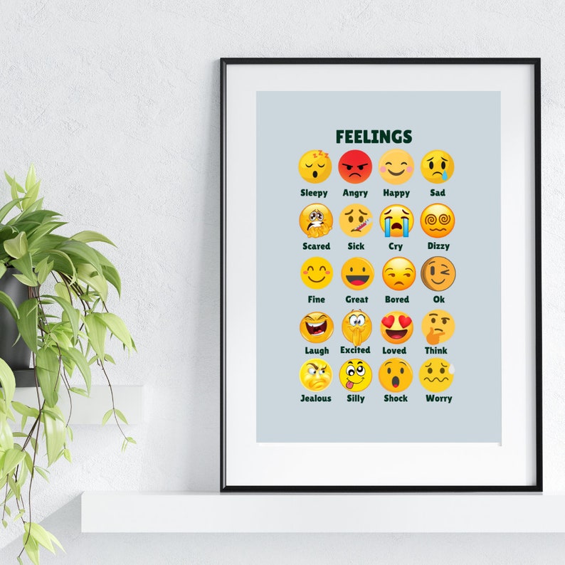 Feelings Chart Wall Art Print/montessori Homeschool and Classroom ...