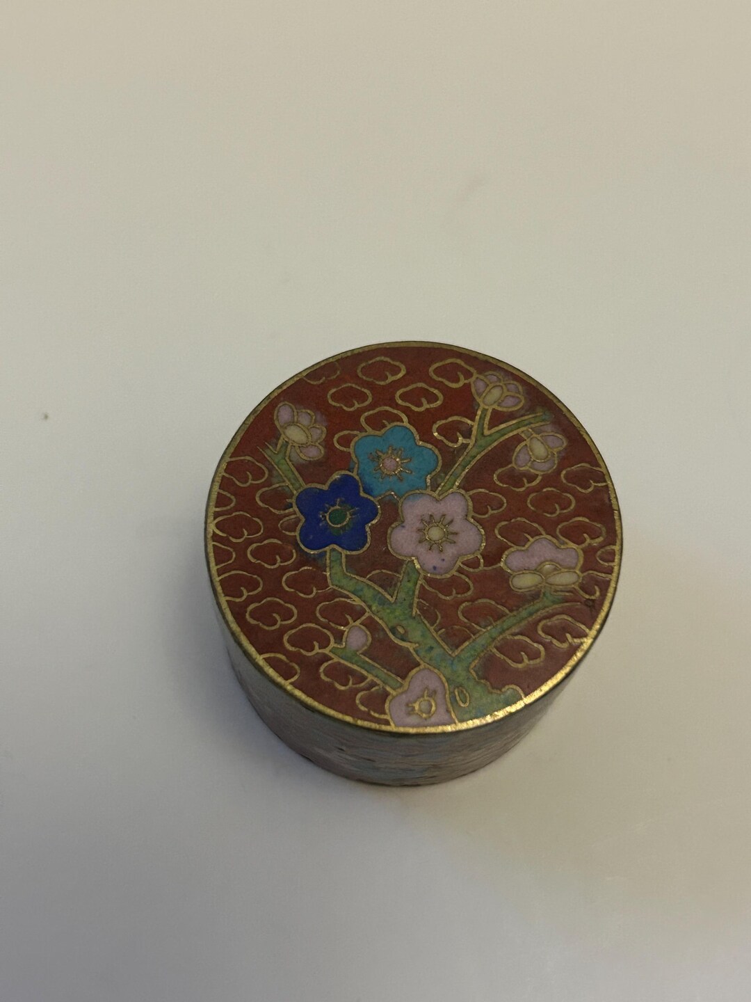 Cloisonné Flowers Lidded Pot / Trinket Box - Etsy