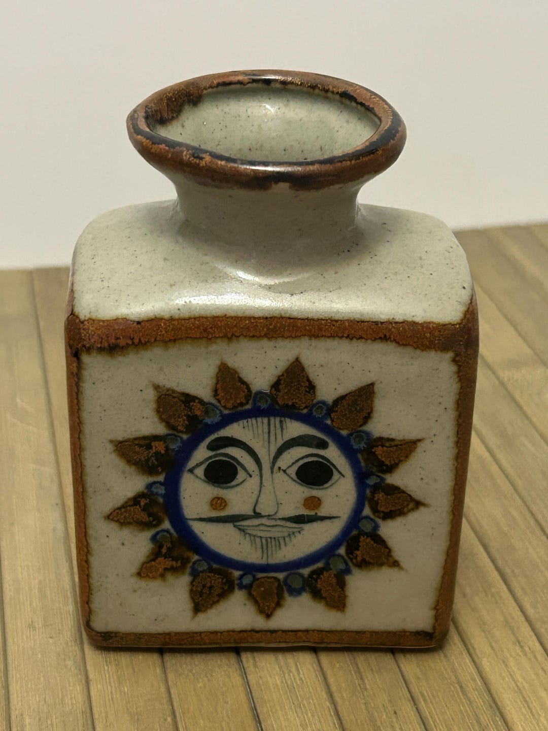 Vintage Mexico Toledo Sun Face Vase Pottery - Etsy