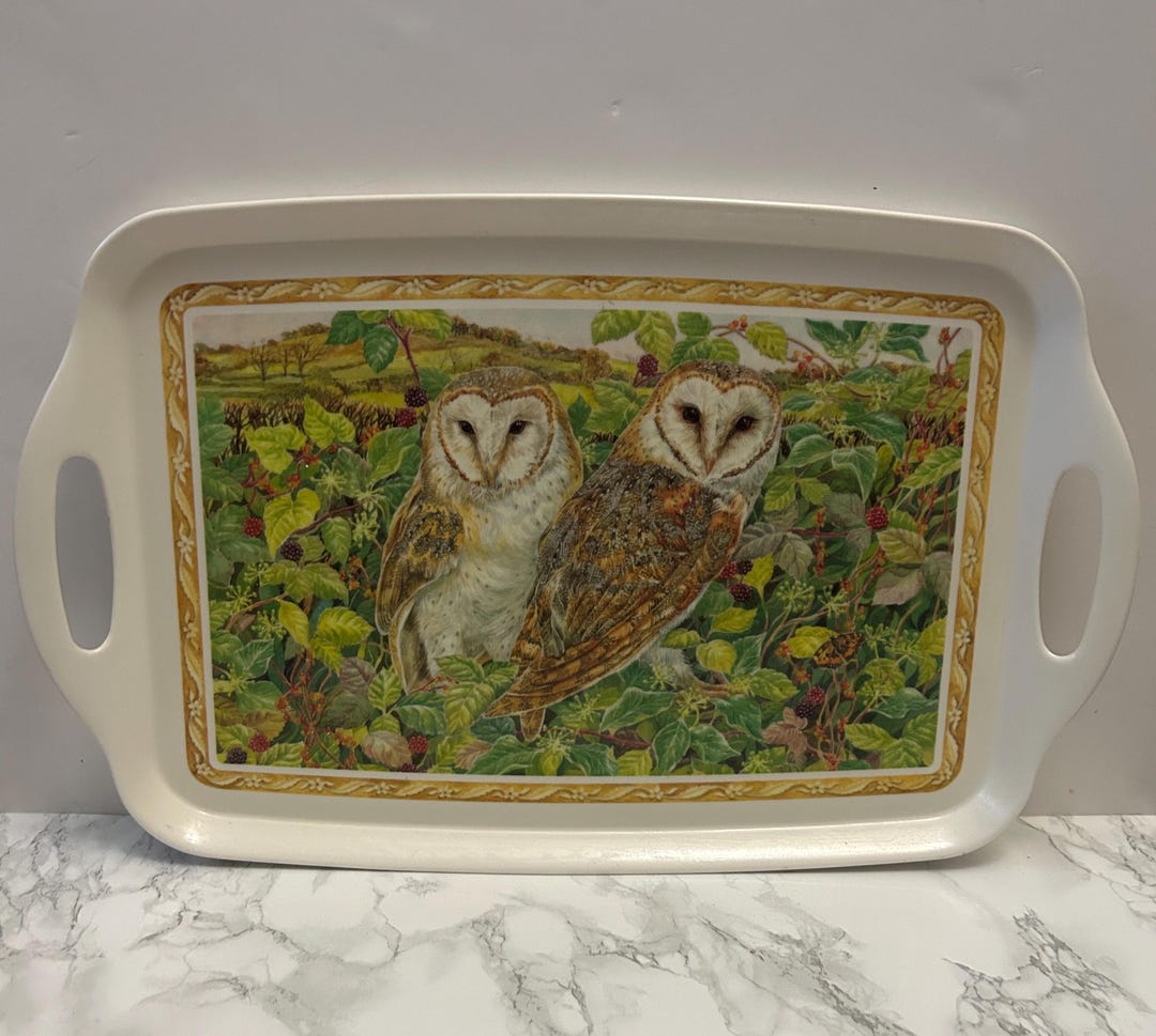 Vintage Cloverleaf Melamine Owl Design Tray With Handles - Etsy