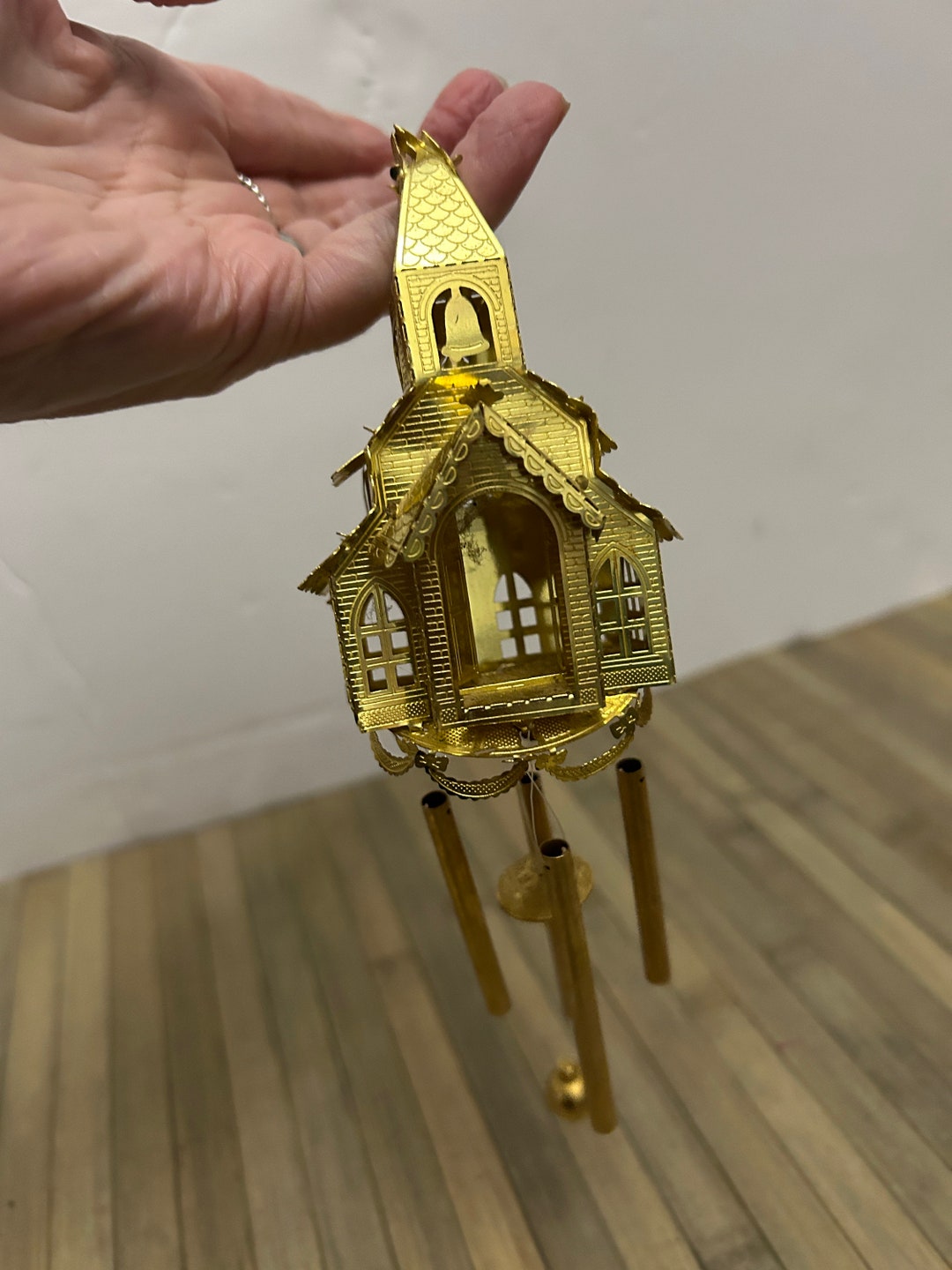 Vintage Die Cut Metal Gold Church Wind Chime - Etsy UK
